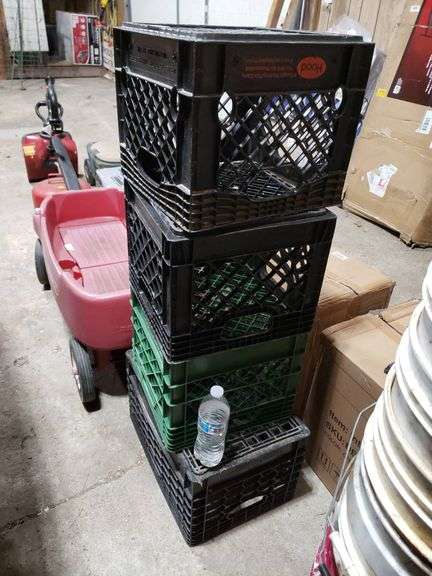 Stack of Plastic Milk Crates - Trice Auctions