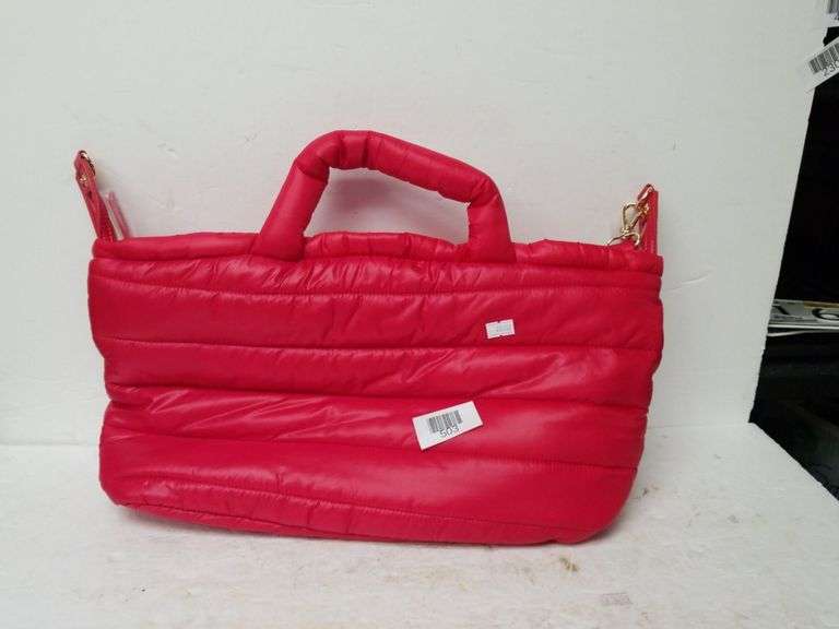 Red Quilted Tote Bag with Handles - Trice Auctions