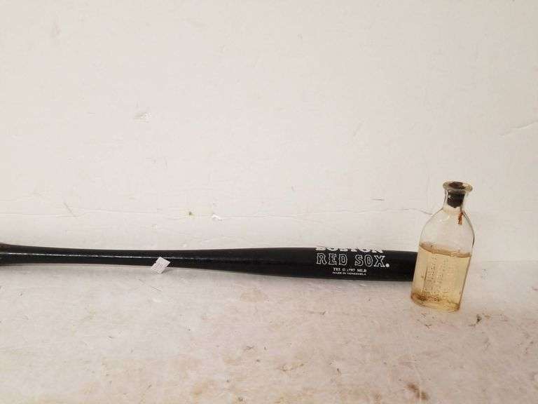 Boston Red Sox Mini Bat and Vintage Bottle - Trice Auctions