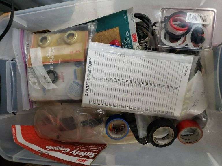 Electrical Supplies Assortment in Storage Bin - Trice Auctions