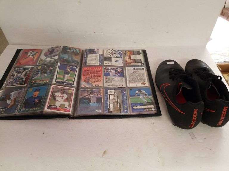Nike Cleats Size 6Y and Baseball Card Album Collection - Trice Auctions