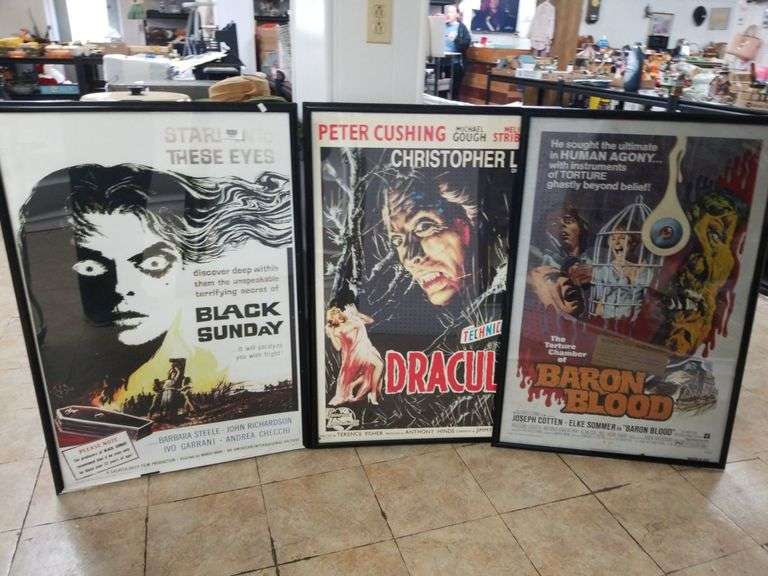 Set of 3 Framed Horror Movie Posters (28 x 41 in) - Trice Auctions