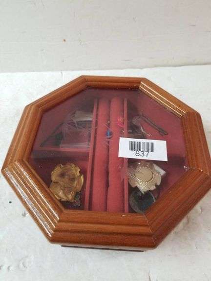 Octagonal Wooden Jewelry Box with Accessories - Trice Auctions