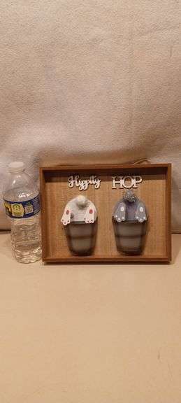NEW Hippity HOP Metal Bunnies in Galvanized Pails Wall Hanging - Trice ...