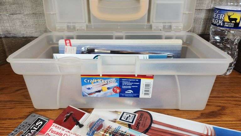 Craft Keeper paint box with brushes and more - Trice Auctions