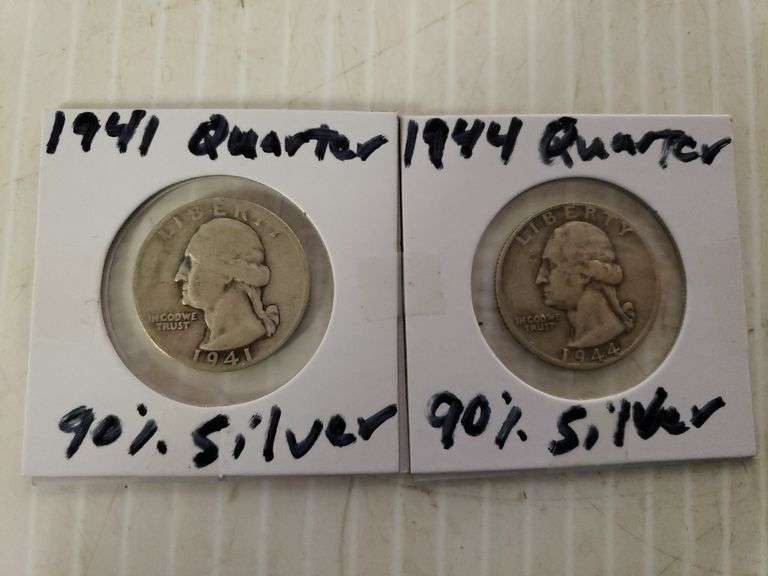 (4) Washington Quarters - 90% Silver - Dates 1941 To 1964 - Trice Auctions
