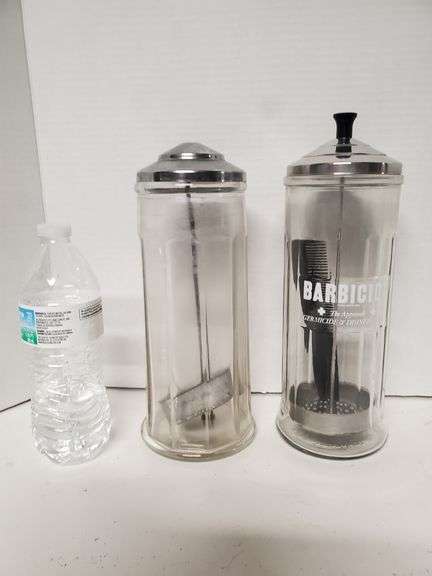 2 - Glass Barber Barbicide Containers ( For Disinfecting Combs) - Trice ...