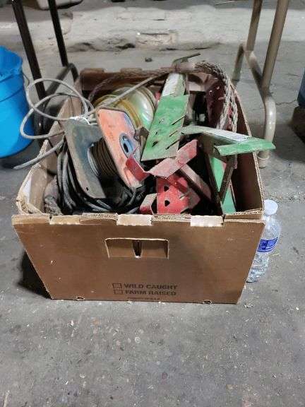 Box Filled With Wire , Weed Wacker String And More - Trice Auctions