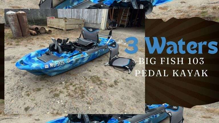 **Video** 3 Waters Kayaks Big Fish 103 Pedal Fishing Kayak - Trice Auctions