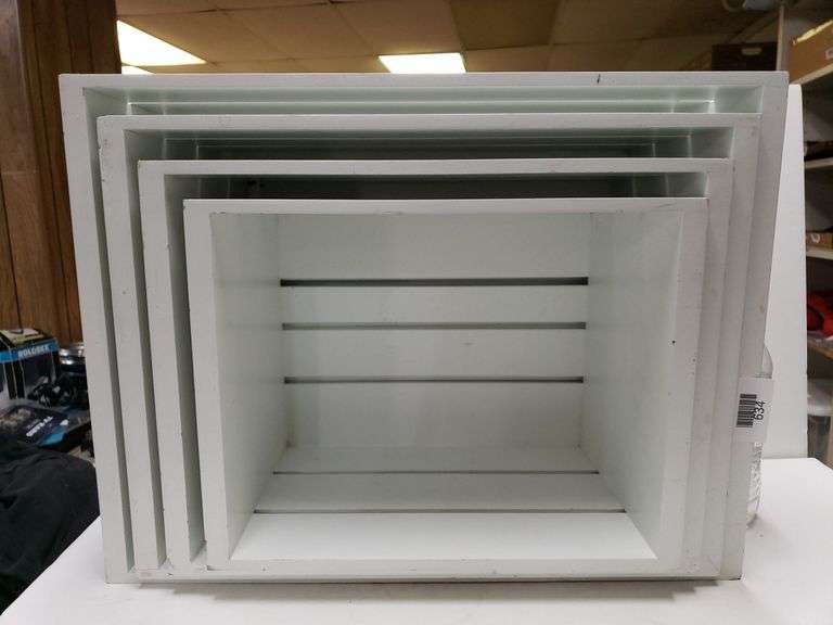 Set Of 4 Nesting White Storage Crates - Trice Auctions