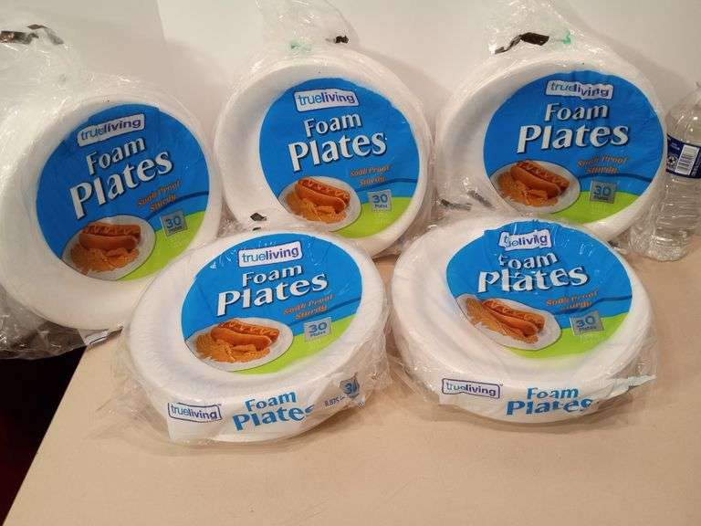Five NEW 30 Each Packs true living Foam Plates - Trice Auctions