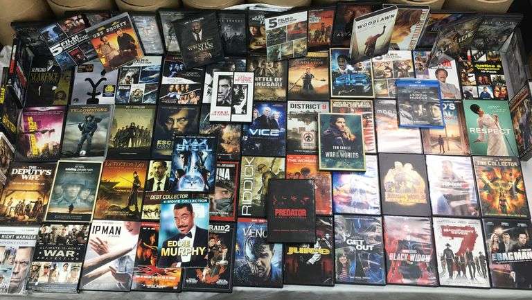 100+ DVDs in 84 Cases (some are collections) in a Rubbermaid Tote w/lid ...