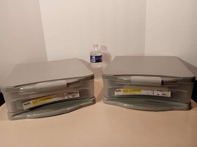 2 NEW bella storage solution 8 qt. Locking Drawers - Trice Auctions