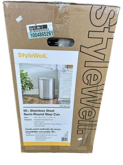 StyleWell 50L Stainless Trashcan - Trice Auctions