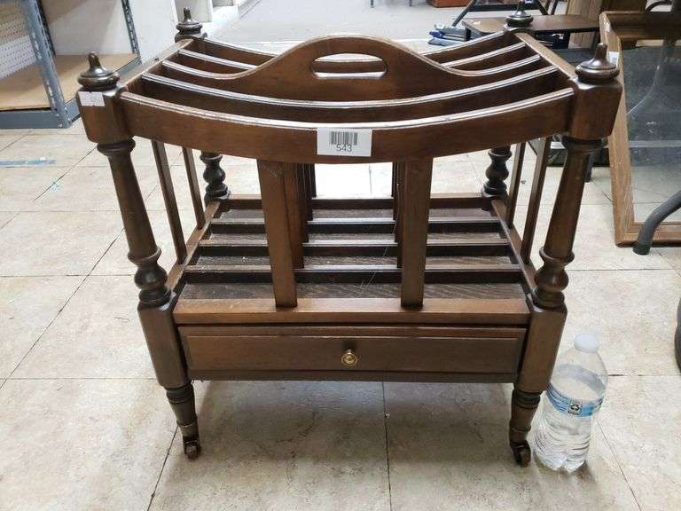 Wooden Magazine Rack On Wheels - Trice Auctions