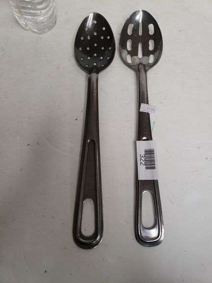 (2) Large Metal Slotted Spoons - Trice Auctions