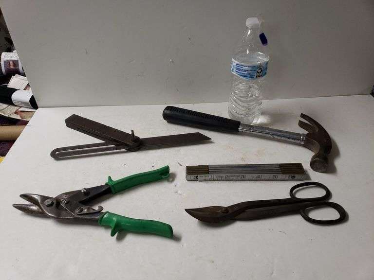 Assorted Tools - Snips, Hammer, Measuring Tape - Trice Auctions