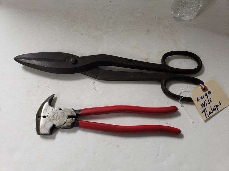 Large Wiss Tin Snips And Lion Tools Fencing Pliers - Trice Auctions