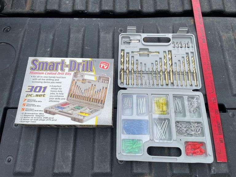 New 301 Piece Tool Set Drill Bits Screws Wall Plugs - Trice Auctions