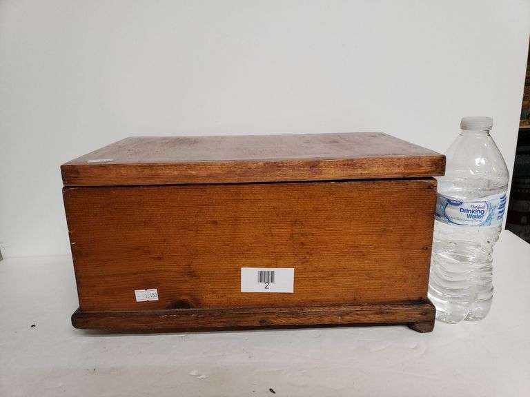 Wooden Box W/Costume Jewelry Contents - Box Missing Two Legs - Trice ...
