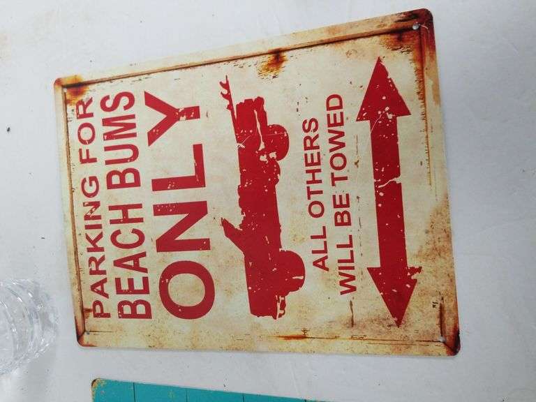 Two 8x12" Beach Theme Metal Signs - Trice Auctions