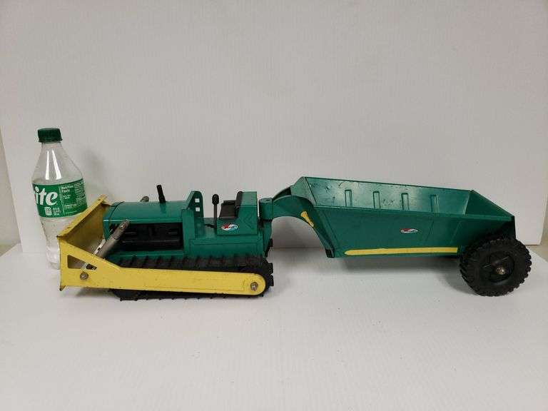 Vintage Structo Metal Dozer With Dump Wagon - Trice Auctions