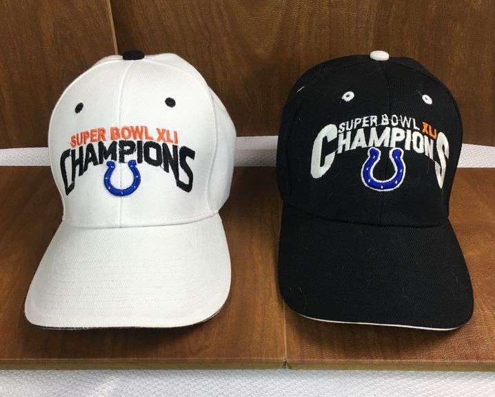(2) Baseball Caps. COLTS Super Bowl XLI Champs One Size Fits All White ...
