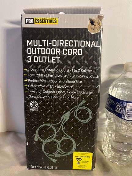 NEW Multi Directional Outdoor Cord 3 Outlet, 9 ft Floor Tapper Indoor ...