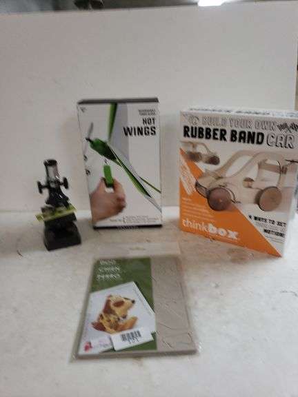 Rubber Band Car Kit, Rechargeable Power Glider, Mini Microscope, 3D ...