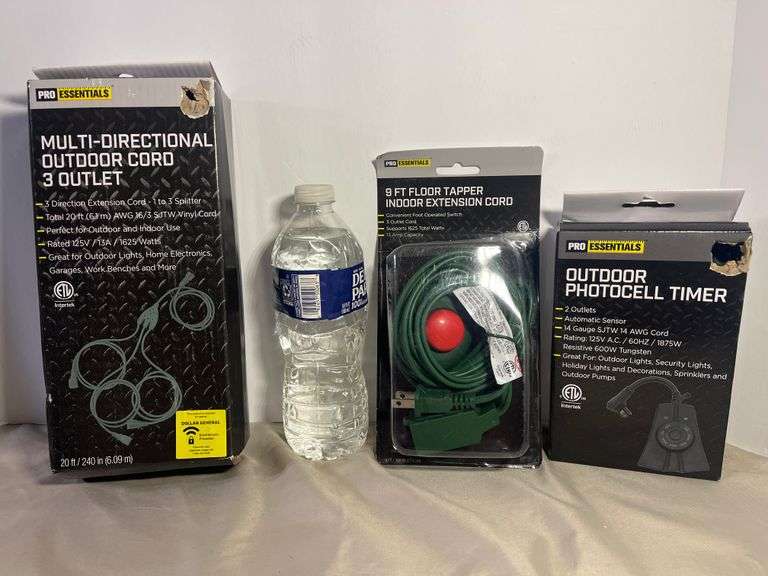 NEW Multi Directional Outdoor Cord 3 Outlet, 9 ft Floor Tapper Indoor ...