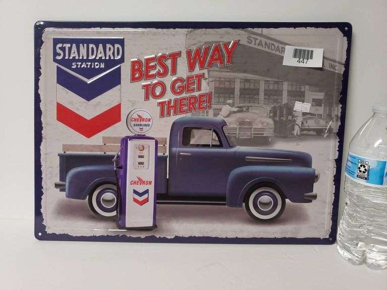 Chevron Gasoline Standard Station Metal Sign - Trice Auctions