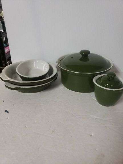 Vintage Green Ceramic Cookware Set - Trice Auctions