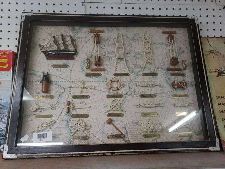 Framed Nautical Knot Display with Labels - Trice Auctions