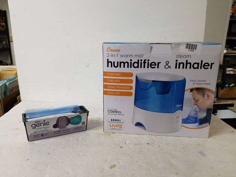 Crane 2-in-1 Warm Mist Humidifier and Inhaler with Litter Genie Refill ...