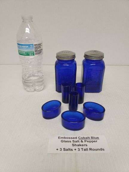 Embossed Cobalt Blue Glass Salt & Pepper Shakers Lot - Trice Auctions
