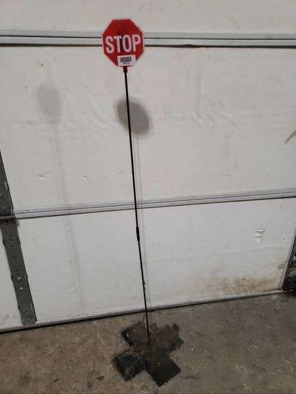 Stop Sign On Metal Stand - Trice Auctions