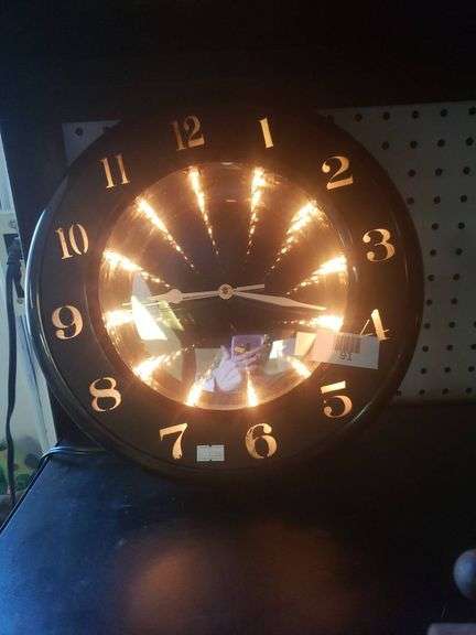 Vintage electric lighted wall clock - Trice Auctions