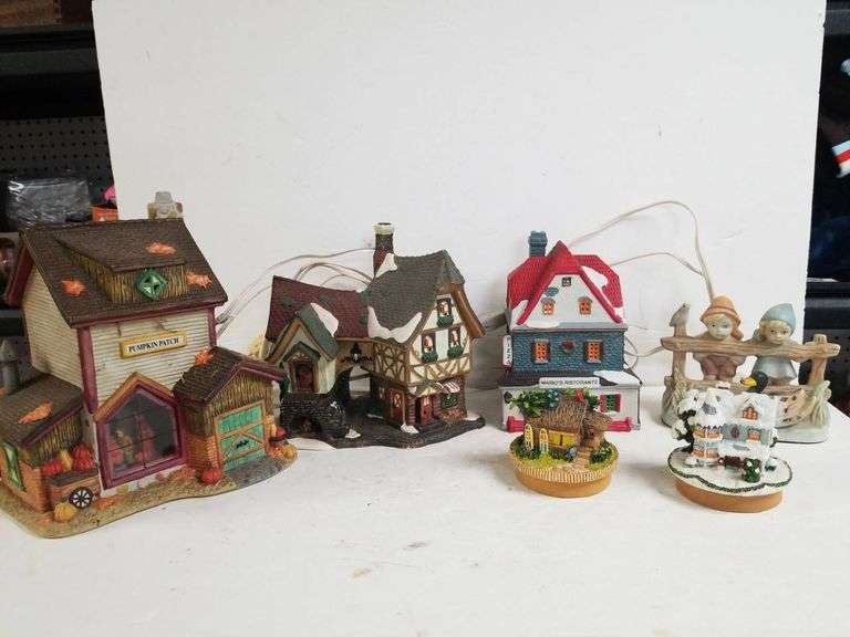 Collection of Miniature Village Houses and Figurines - Trice Auctions
