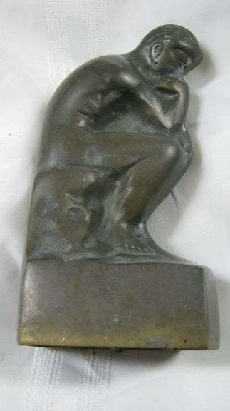 Antique Bronze Thinker Statue - Trice Auctions