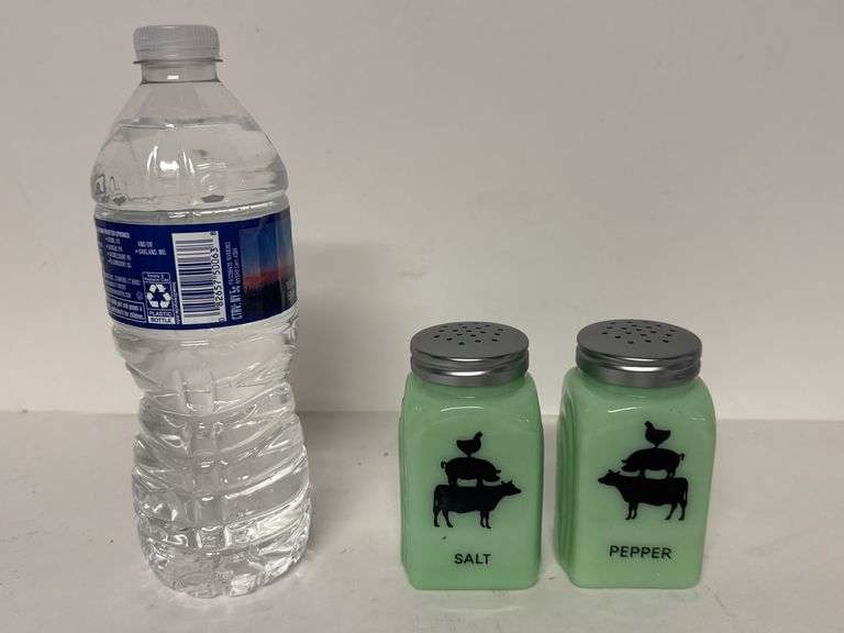 Vintage Green Glass Salt and Pepper Shakers - Trice Auctions