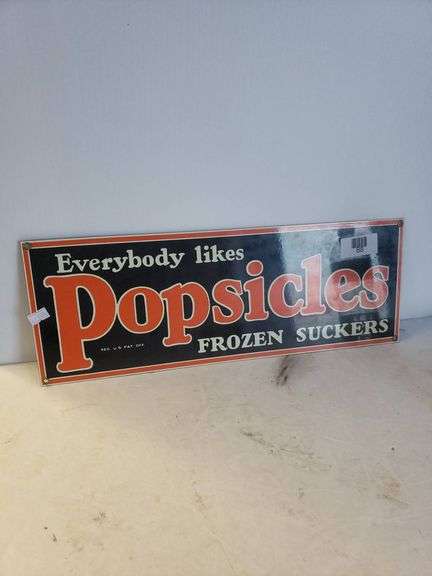 Vintage Popsicles Metal Advertising Sign - Trice Auctions