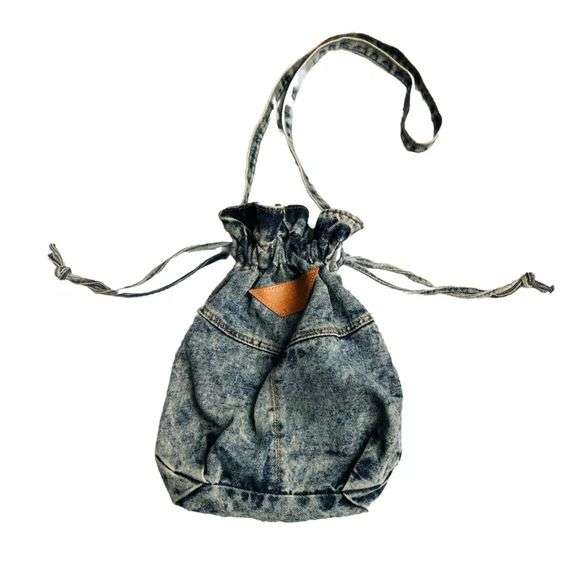 Vintage 80s Pacific Connection Denim Drawstring Purse - Trice Auctions