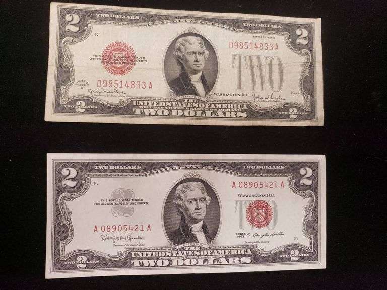 Two $2 U.S. Red Seal Notes – Circa 1928 & 1953 - Trice Auctions