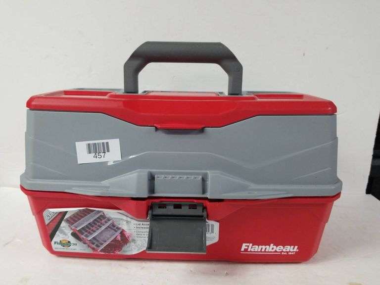 Flambeau Red and Gray Tackle Box with Contents - Trice Auctions