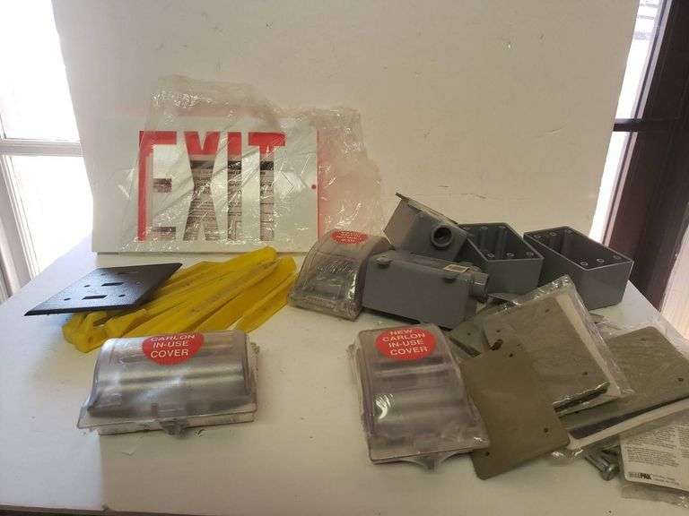 Assorted Electrical Covers And Exit Sign - Trice Auctions