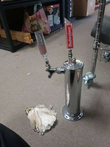Dual-Tap Beer Tower with Budweiser and Coors Light Handles - Trice Auctions