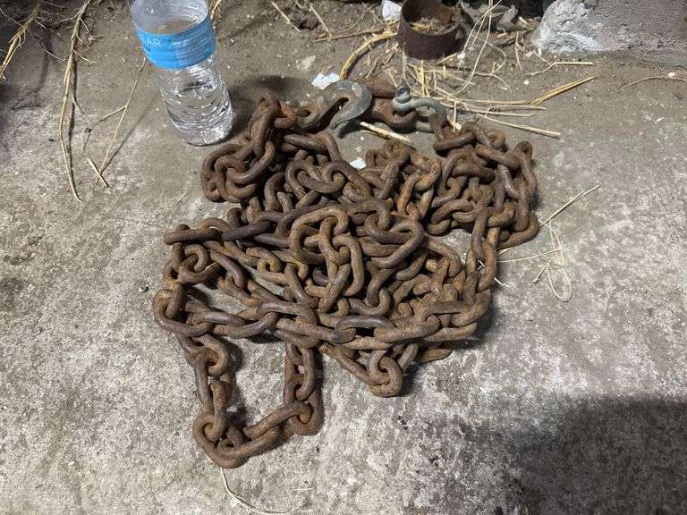 Rusty steel chains with hook - Trice Auctions
