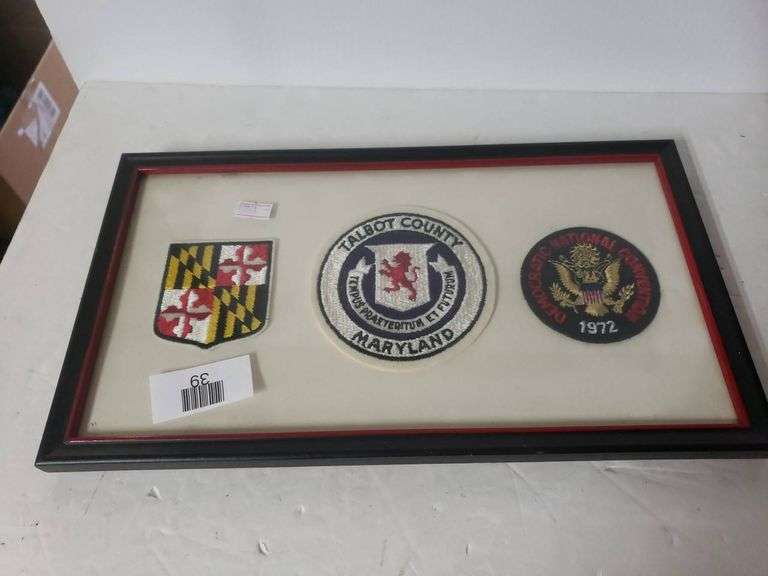 Framed Maryland Patches Display - Trice Auctions