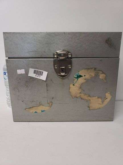 Metal Locking Storage Box with Hinged Lid and Interior Divider - Trice ...
