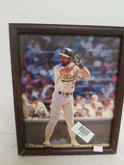 Framed Baseball Photograph with Autograph of Player in Athletics ...